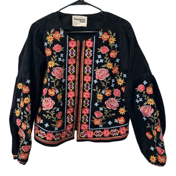Savanna Jane | Jackets & Coats | Savanna Jane More To Say Black Floral ...